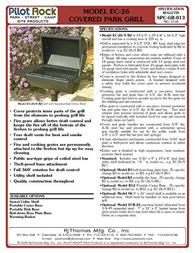 Pilot Rock Steel Covered BBQ Grill - 19in. x 22in. Model Number EC-26/S B2