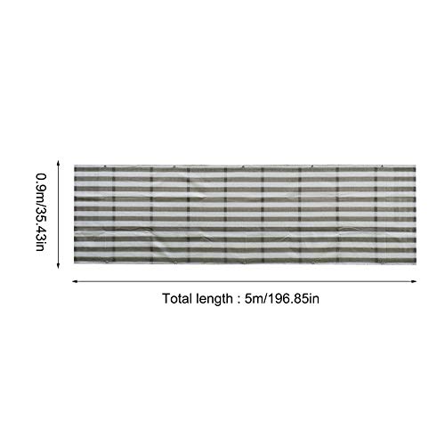 ALXFFBN Shade Cloth, 16.4x2.9ft Striped Mesh Fence Balcony Privacy Screen Fencing Windscreen with 43ft Rope and 24 Cable Zip Ties for Outdoor Yard Wall Garden Backyard