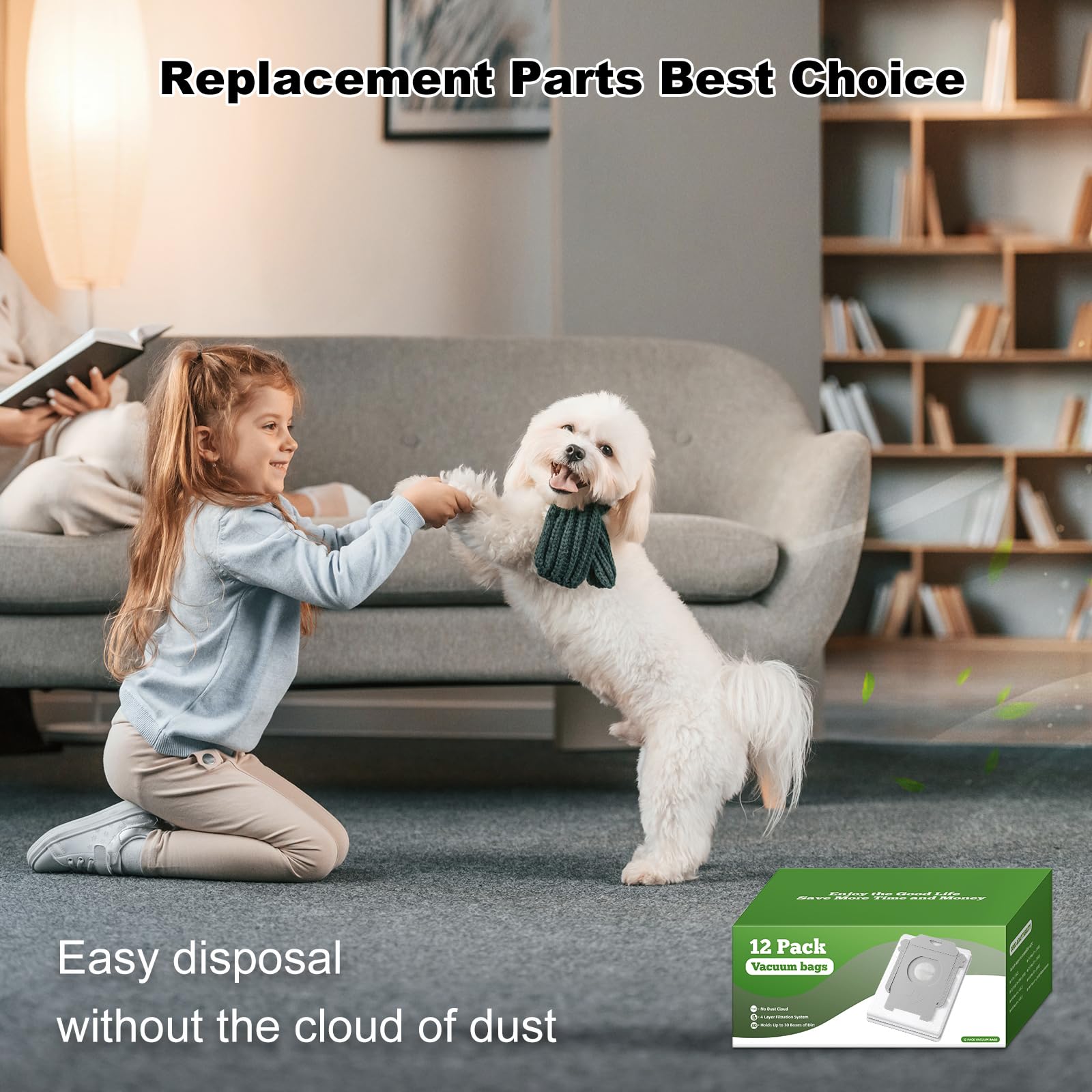 VBN 12 Pack Replacement irobot Vacuum Bags, Compatible with irobot Roomba i7, i7+,i3, i3+, i8, i8+, i4, i4+, i6, i6+,i1+, j7, j7+, S9, S9+,i & s & j Series Clean Base Automatic Dirt Disposal Bags