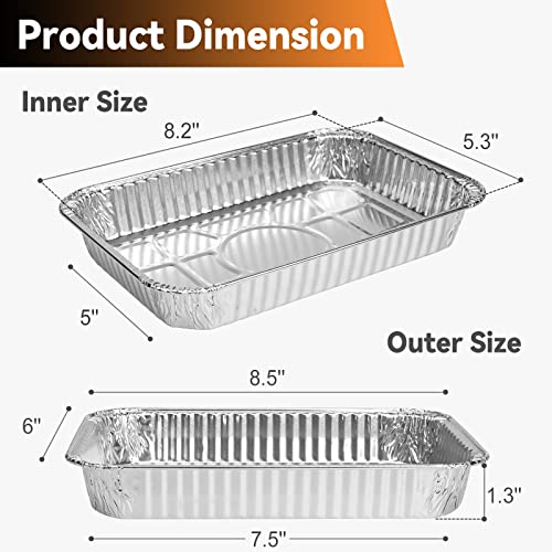 SHINESTAR 60-Pack Drip Pans for Weber, Grill Accessories for Weber Genesis, Spirit, Q Series, Disposable Aluminum Foil Grease Tray Liners, 8.5 x 6 Inch