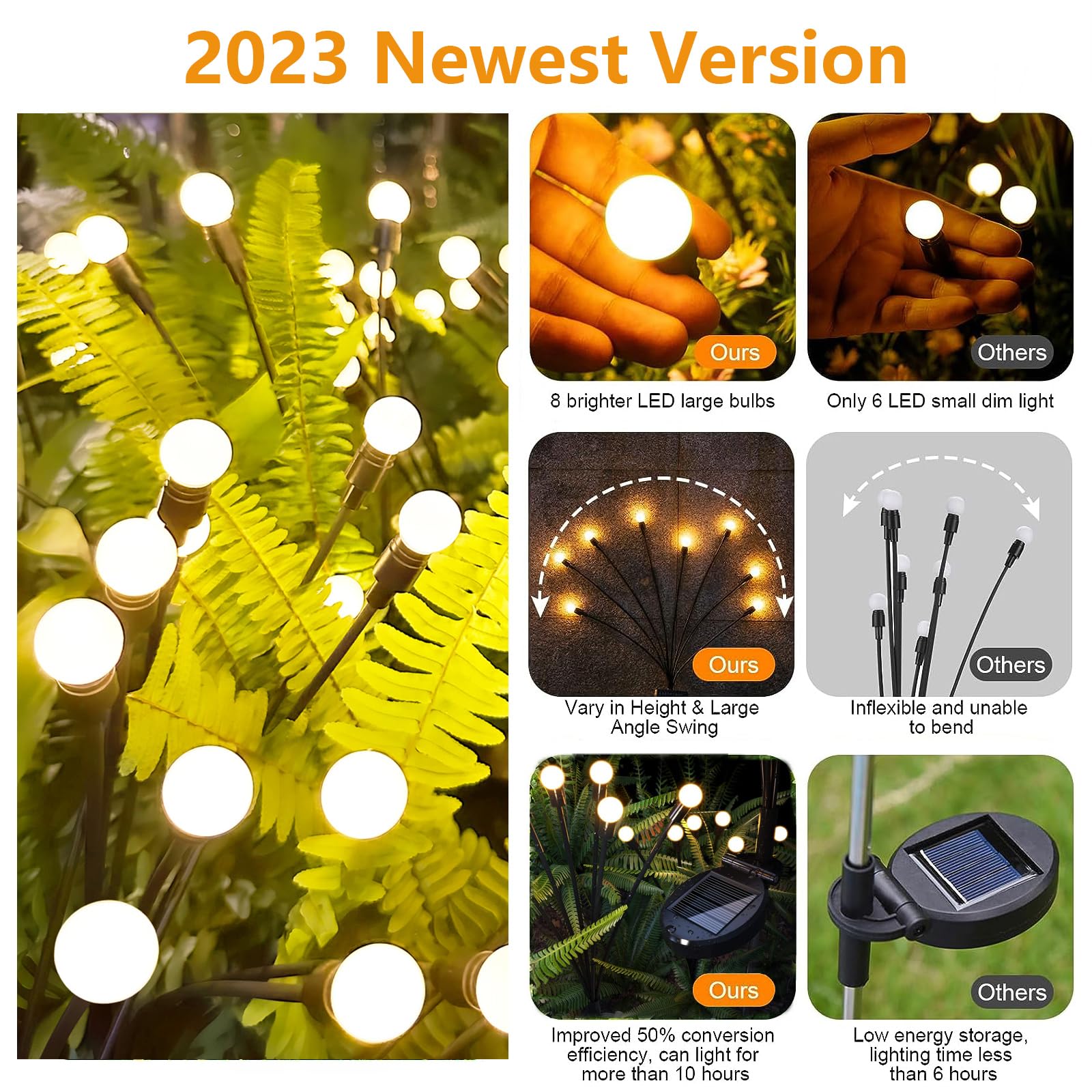 Solar Outdoor Lights for Garden, IP65 Waterproof Solar Lights for Outside, Sway by Wind, 32 LEDs Christmas Decorative Lights for Yard Patio Pathway Decoration, 4 Pack