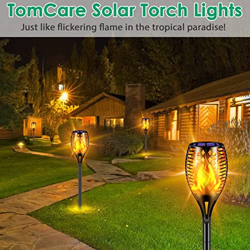 TomCare Solar Lights Upgraded, 43" Waterproof Flickering Flames Solar Powered LED Solar Hanging Lanterns Patio Lights for Patio Garden Backyard