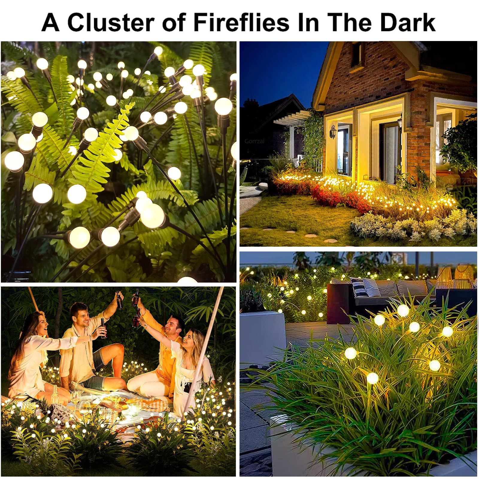 Solar Outdoor Lights for Garden, IP65 Waterproof Solar Lights for Outside, Sway by Wind, 32 LEDs Christmas Decorative Lights for Yard Patio Pathway Decoration, 4 Pack