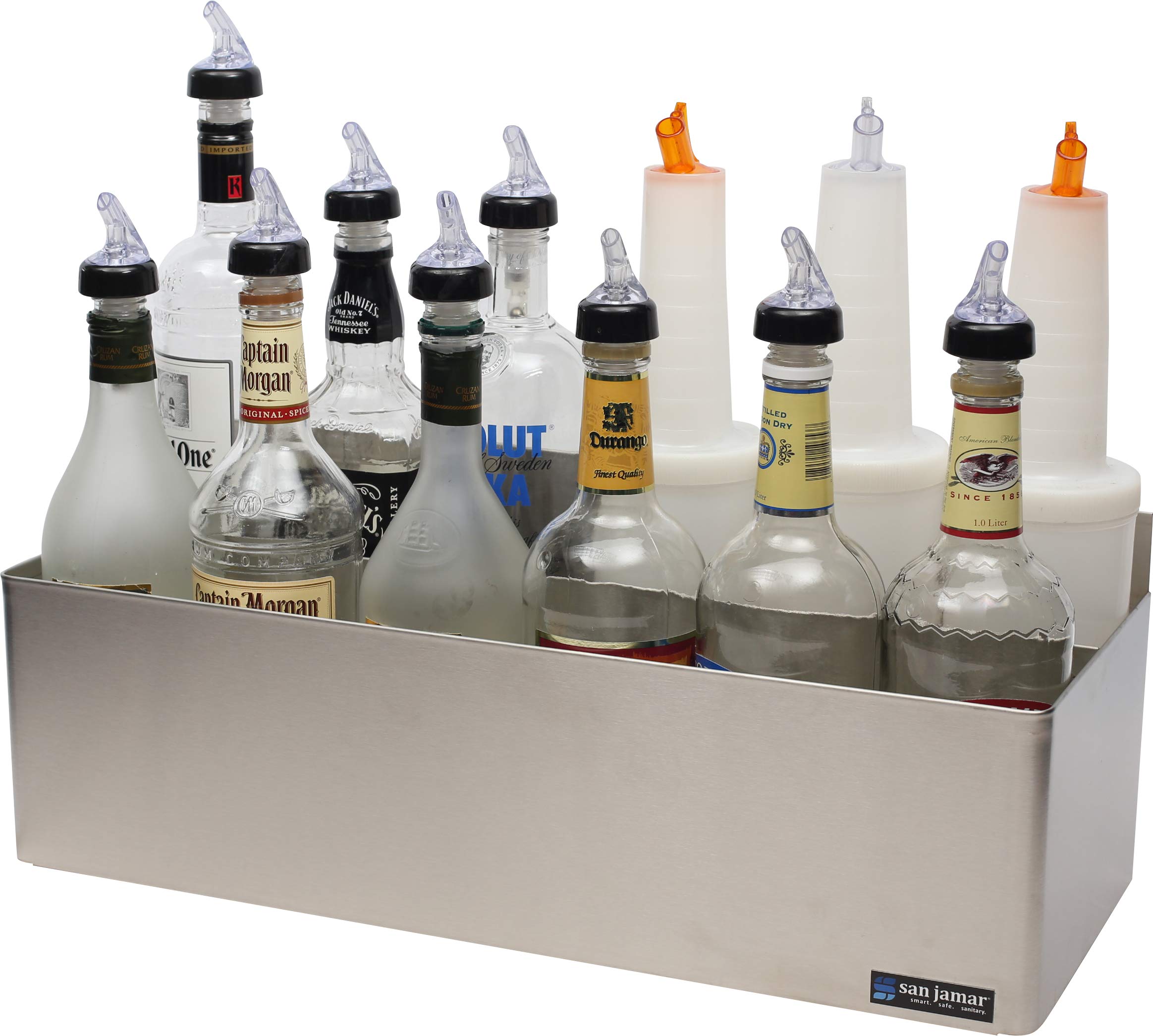 San Jamar B5522D Stainless Steel Double Rail Speed Rack Bottle Holder, 21-1/8" Width x 7-5/8" Height x 8" Depth
