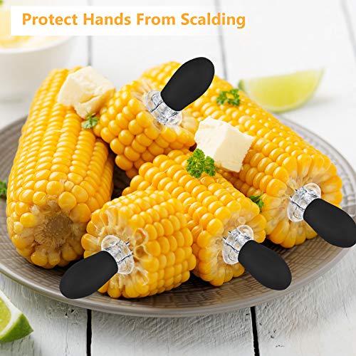 AUGSUN 10Pcs/5 Pairs Corn Holders, Stainless Steel Corn on The Cob BBQ Fork Skewers for Home Cooking Parties Camping(Black)