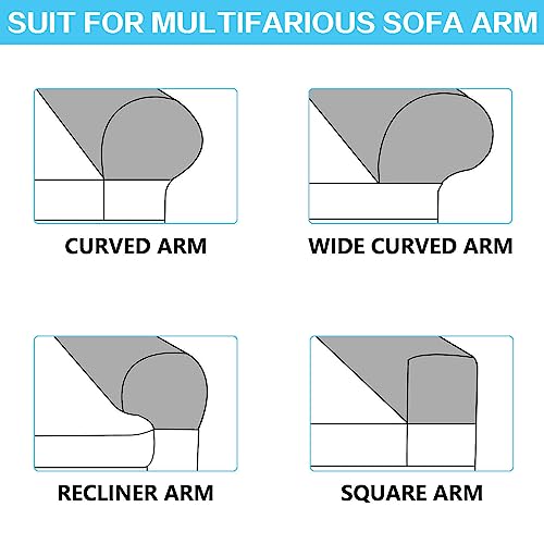 toiasnu PU Leather Sofa Armrest Covers, Stretch Waterproof Couch Arm Protectors Universal Simplicity Arm Covers for Chairs and Sofa Stain Resistant Furniture Protector-Grey-Set of 4