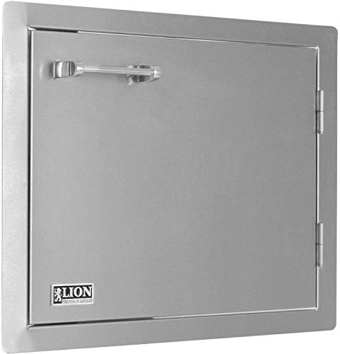 AMS Fireplace AMS Lion 32 Grill Package w Double Access Drawer and Horizontal Single Door and single side burner and Refrigerator | (Natural Gas), Stainless Steel
