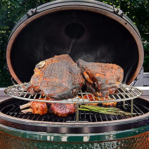 only fire Stainless Steel Cooking Grate Extended Top Grate for Weber 22" Kettle, Big Green Egg, Kamado Joe Classic Ceramic Grills, 17 1/2 Inch