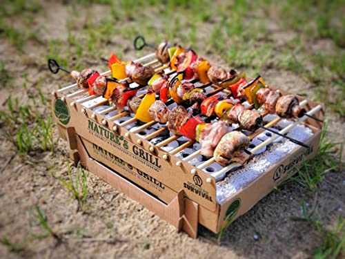 BattlBox Single Use Biodegradable Charcoal Grill - Nature's Eco-Friendly Bamboo Disposable BBQ Grill - Beach Parks Picnics Tailgates Camping Hiking Outdoor Survival - Portable Grill