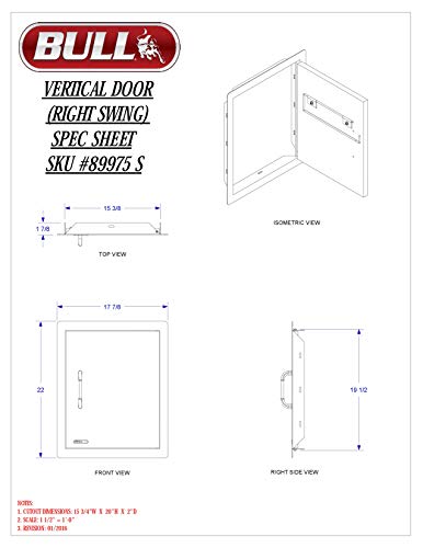 Bull Outdoor Products 89975 Stainless Steel Single Vertical Door