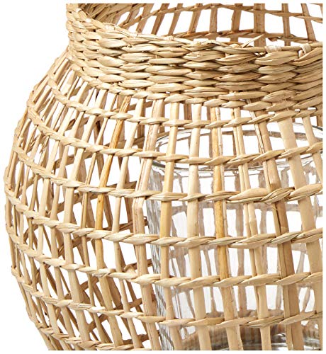 Bloomingville A90902779 Glass Insert Sizes Natural Seagrass Lanterns (Set of 2), 9", Brown