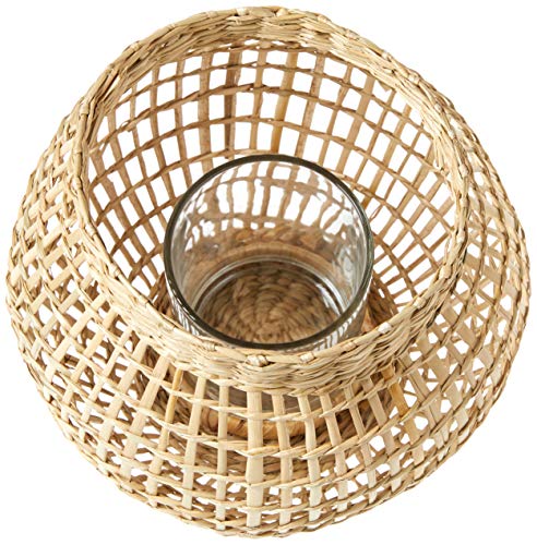 Bloomingville A90902779 Glass Insert Sizes Natural Seagrass Lanterns (Set of 2), 9", Brown