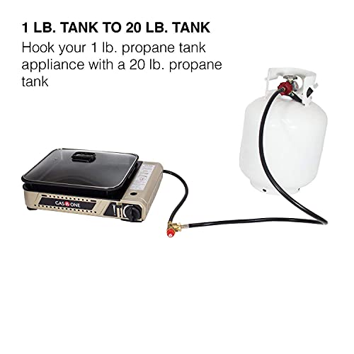 GasOne 50140-05 5 ft Tank Adapter 1lb to 20lb, Propane Hose fit for Weber/Coleman/Blackstone Grill, Buddy Heater, Smoker, Camping Stove