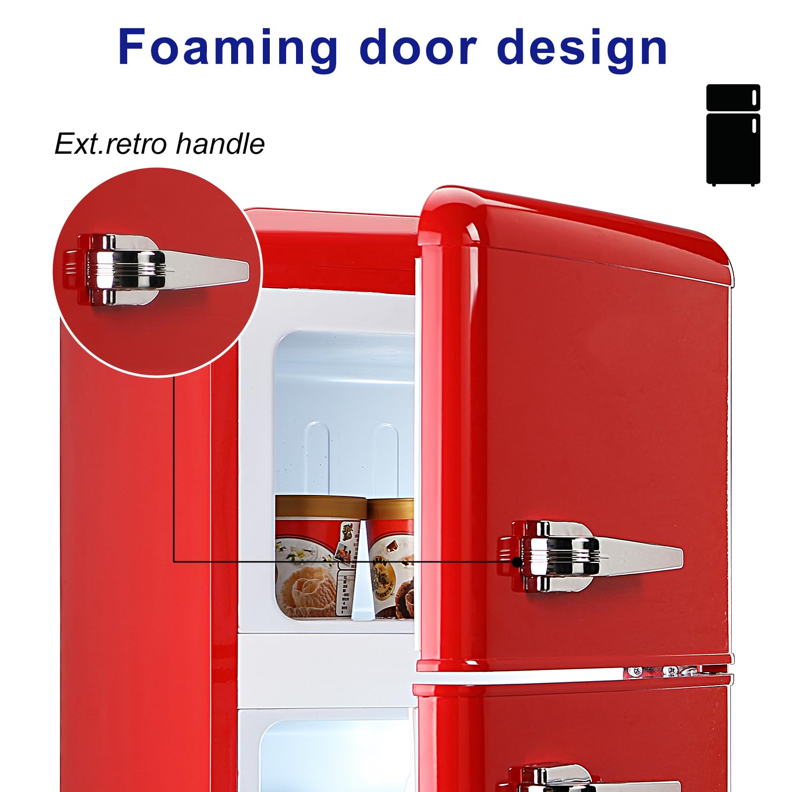 Fridge with Freezer Mini Retro Red 3.5 Cu.ft Compact Refrigerator Small for Bedroom, Office, Dorm, RV, Apartment with Adjustable Mechanical Thermostat 2-Door Design Red