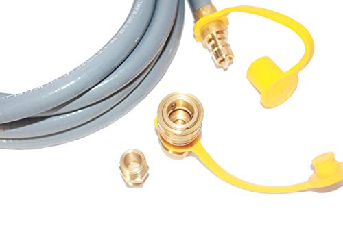12 Feet 3/8 ID Natural Propane/Natural Gas Hose with 3/8" Female by 1/2" Male, Quick Disconnect Kit for Grill, Griddle, Fire Pit,Generator, Heater and More NG/Propane Appliance