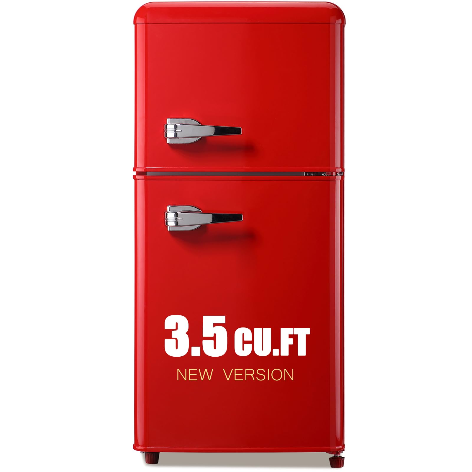 Fridge with Freezer Mini Retro Red 3.5 Cu.ft Compact Refrigerator Small for Bedroom, Office, Dorm, RV, Apartment with Adjustable Mechanical Thermostat 2-Door Design Red