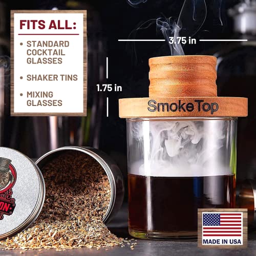 SmokeTop Cocktail Smoker Kit, Torch, 90ML Butane, 4 Pack (Cherry, Hickory, Maple, and Oak) Wood Chips - Cocktail Smoker Kit & Chips