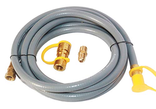 12 Feet 3/8 ID Natural Propane/Natural Gas Hose with 3/8" Female by 1/2" Male, Quick Disconnect Kit for Grill, Griddle, Fire Pit,Generator, Heater and More NG/Propane Appliance