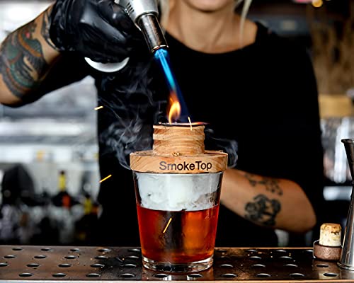 SmokeTop Cocktail Smoker Kit, Torch, 90ML Butane, 4 Pack (Cherry, Hickory, Maple, and Oak) Wood Chips - Cocktail Smoker Kit & Chips