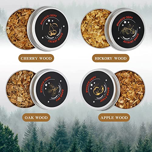 ABsuper Cocktail Smoker Kit with Torch, Old Fashioned Bourbon Whiskey 4 Flavour Wood Chips Gifts for Men, Drink Smoking Infuser Stones Cocktails Lover (No Butane) Black