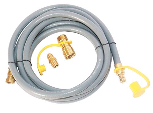 12 Feet 3/8 ID Natural Propane/Natural Gas Hose with 3/8" Female by 1/2" Male, Quick Disconnect Kit for Grill, Griddle, Fire Pit,Generator, Heater and More NG/Propane Appliance