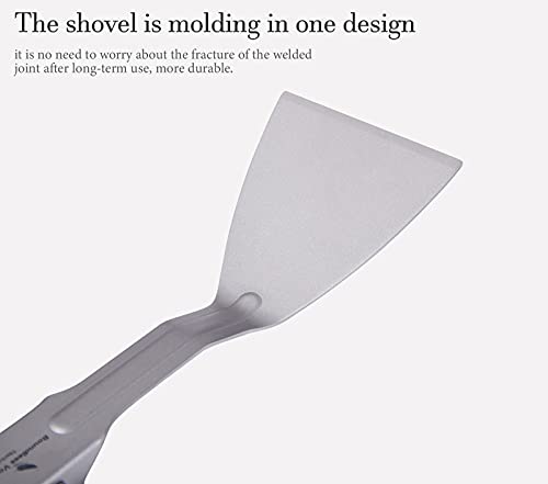Boundless Voyage Titanium Kitchen Beefsteak Frying Shovel with Folding Handle Barbecue Spatulas Solid Turner Metal Spatula Ti1076T