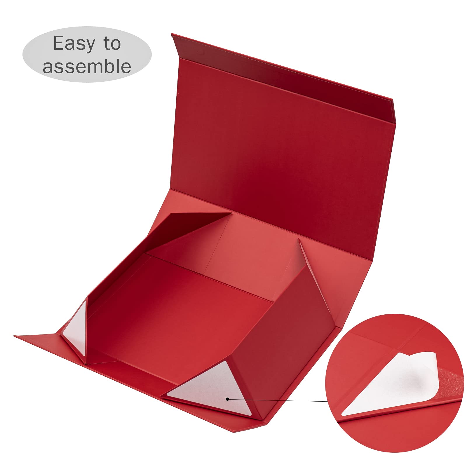 WRAPAHOLIC 1 Pcs Christmas Gift Box with Lid - 13.3 x 9 x 4 Inches Red and White Christmas Eve Box Lettering Design Gift Box, Collapsible Gift Box with Magnetic Closure and 2 Pcs Tissue Paper