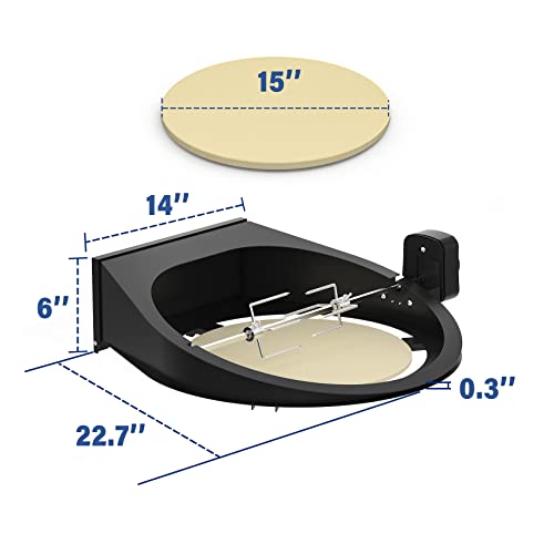 Kenmeister Chef Multipurpose Rotisserie Kit with Pizza Ring, Black Rotisserie/Pizza Oven Grill Accessory Compatible with Kamado Joe Classic/Pit Boss 22 Ceramic Grills