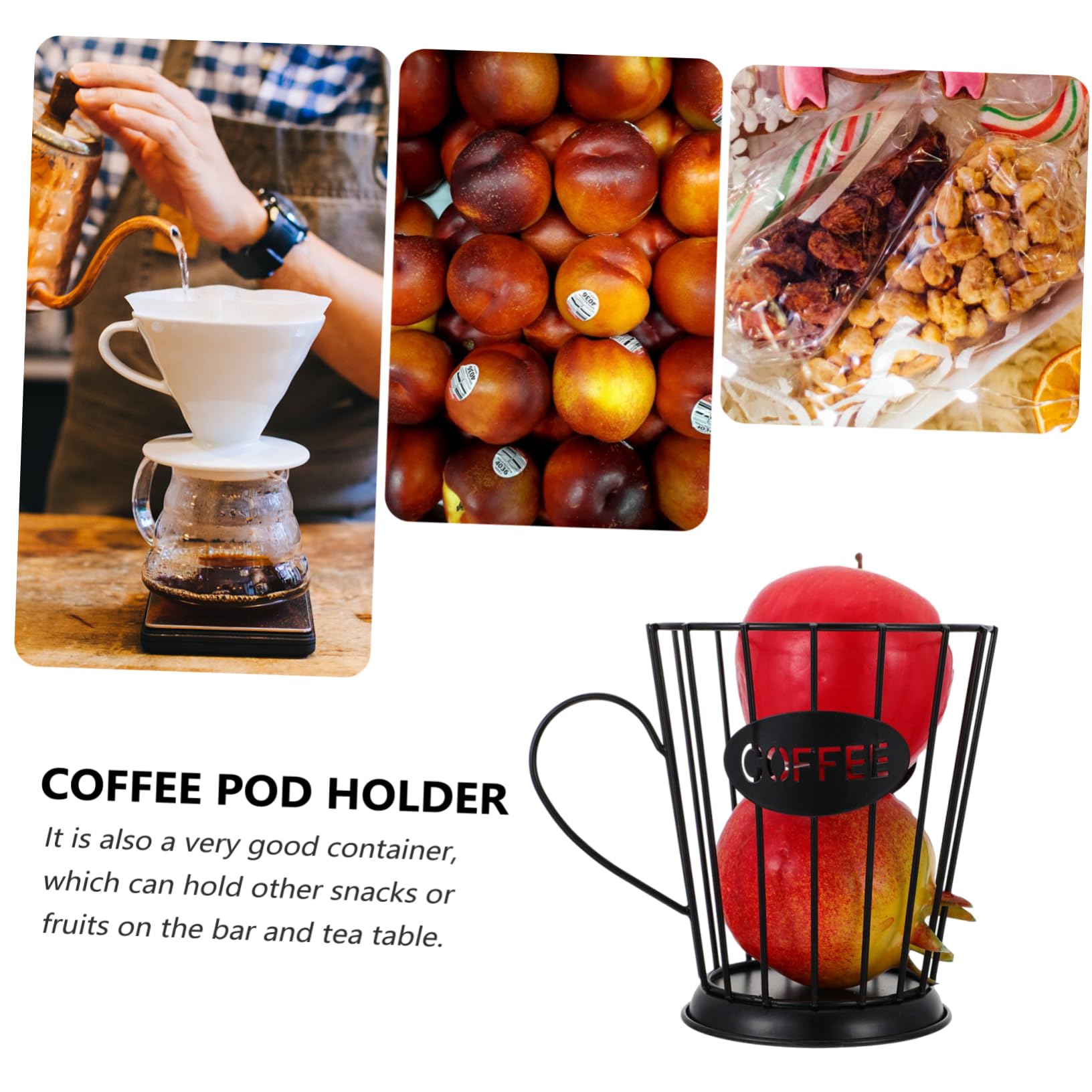 SHOWERORO Storage Basket Fruit Serving Basket Capsule Holder Coffee Station Organizer Coffee Storage Cup Metal Wire Cup Coffee Holder Basket Metal Wire Mug Counter Wire Basket Iron Office
