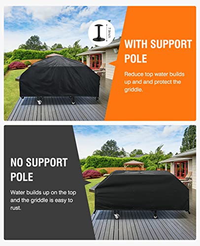 Homenote 36 inch Griddle Cover for Blackstone with Hood and Stand, Heavy Duty Grill Cover Waterproof Windproof Weather Resistant with Support Pole for Outdoor Grilling Camping Gas Grill Griddle