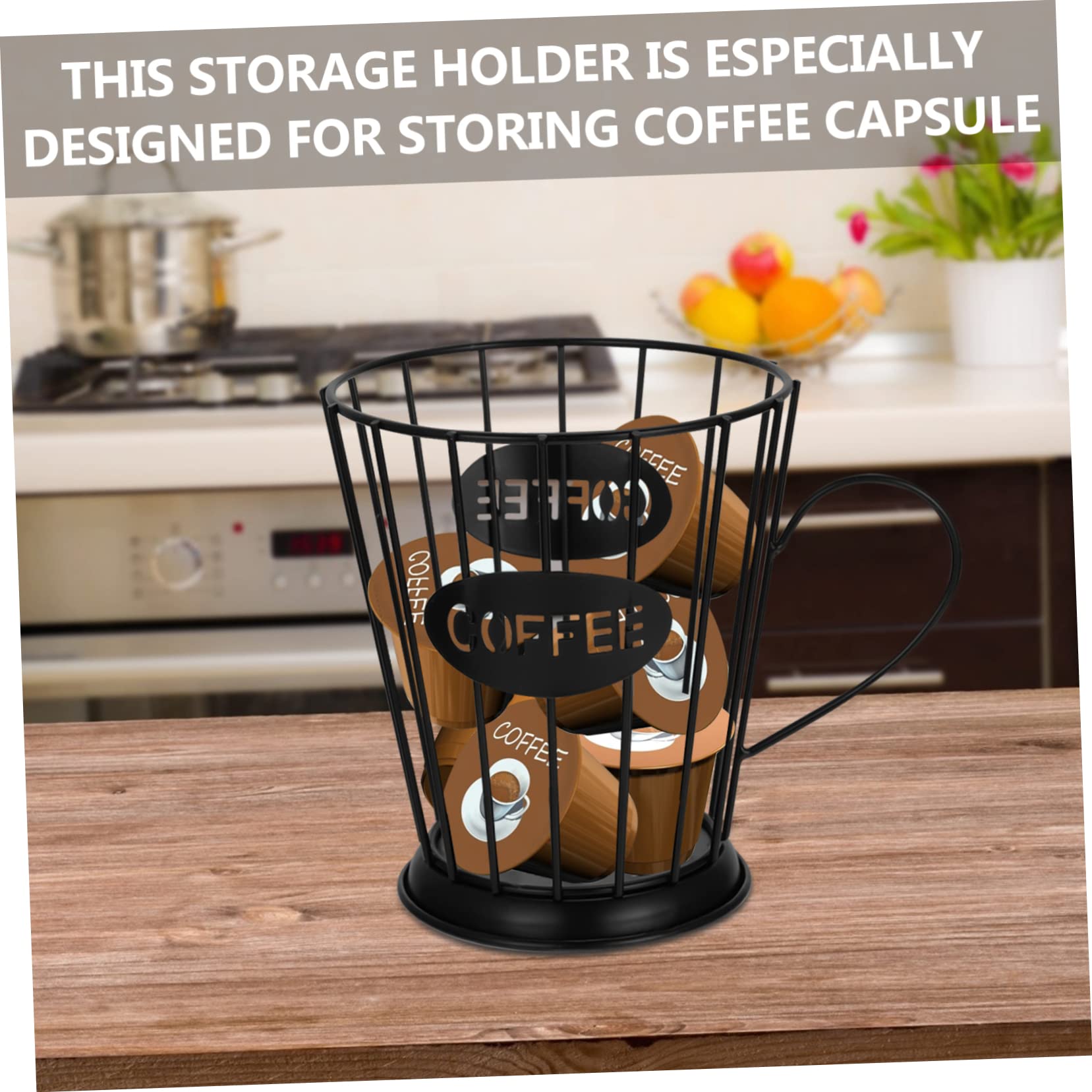 SHOWERORO Storage Basket Fruit Serving Basket Capsule Holder Coffee Station Organizer Coffee Storage Cup Metal Wire Cup Coffee Holder Basket Metal Wire Mug Counter Wire Basket Iron Office