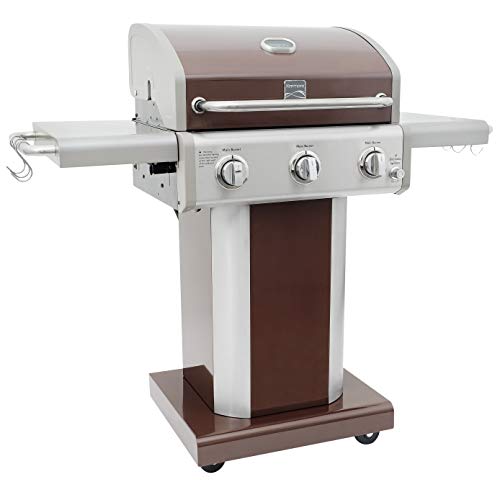 Kenmore PG-4030400LD-MOCHA-AM 3 Burner Outdoor Patio Gas BBQ Propane Grill, Mocha