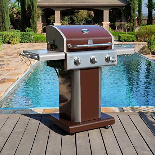 Kenmore PG-4030400LD-MOCHA-AM 3 Burner Outdoor Patio Gas BBQ Propane Grill, Mocha