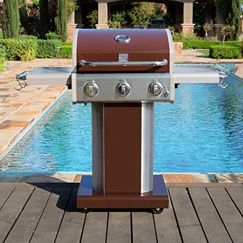 Kenmore PG-4030400LD-MOCHA-AM 3 Burner Outdoor Patio Gas BBQ Propane Grill, Mocha