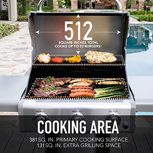 Kenmore PG-4030400LD-MOCHA-AM 3 Burner Outdoor Patio Gas BBQ Propane Grill, Mocha