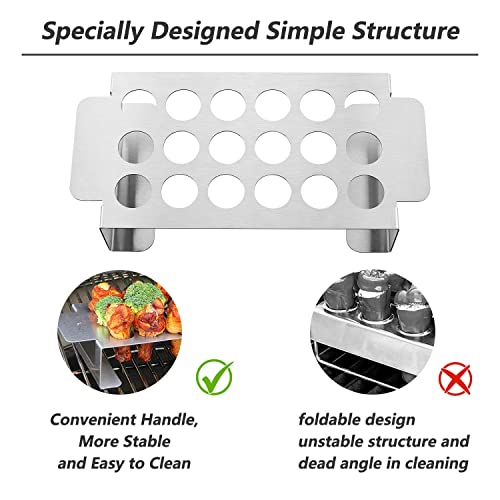 BTCDR Jalapeno Popper Grill Roasting Rack with Handle, Stainless Steel 18 Holes Capacity for Pepper Chili or Chicken Legs & Wings on Barbecue Smoker, BBQ and Oven, 2 Pack