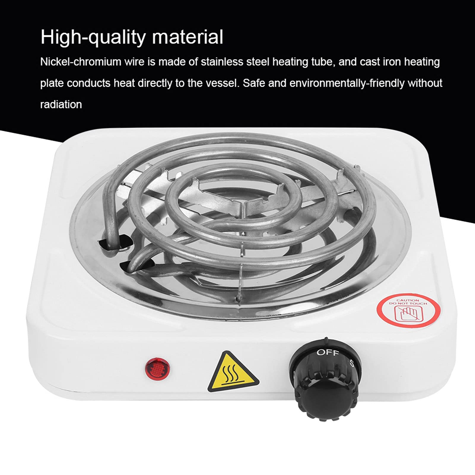 Single Electric Stainless Steel Portable Single Tube Electric Stove 1000W Home Electric Stove White US Plug 110V