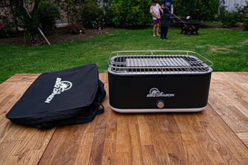 BBQ Dragon Zephyr Portable Grill - BBQ Grill with Built-in Adjustable Speed Fan - Table Top Mini Grill with Stainless Steel Inner Liner - Portable Charcoal Grill for Camping, Beach or Outdoor Picnic