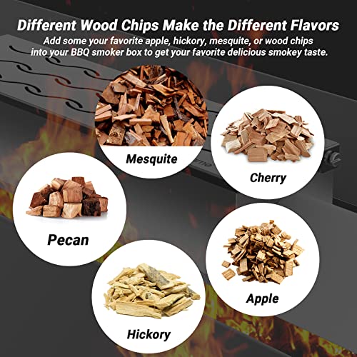 Skyflame Stainless Steel Smoker Box with Canister Can, Double V-Shape BBQ Wood Chips Smoky Box Designed by Wavy Vent and Hinged Lid, 12โ Compact Size for Gas/Charcoal Grill Kebob Smoky Grilling