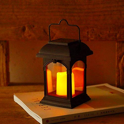 Clihere Solar Lantern Lights,Waterproof Hanging Solar LanternsĀ Flickering Retro Candle Effect Hanging Lights Solar Outdoor Decoration Lighting Solar Powered Auto On/Off for Garden,Yard, Patio (2 Pack)