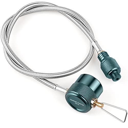 Jeebel Camp 24inch Propane to Butane Adapter Extension Hose 1L Propane Small Tank Input EN417 Lindal Valve Output with Adjustable On/Off Switch