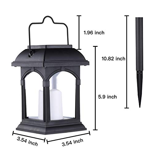 Clihere Solar Lantern Lights,Waterproof Hanging Solar LanternsĀ Flickering Retro Candle Effect Hanging Lights Solar Outdoor Decoration Lighting Solar Powered Auto On/Off for Garden,Yard, Patio (2 Pack)