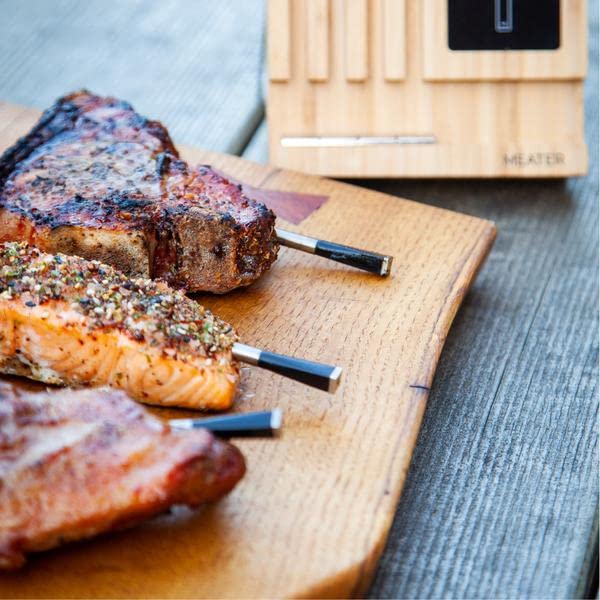 MEATER Block 4-Probe Upgraded Smart Premium Meat Thermometer with 165ft Long Range Bluetooth and WiFi for The Oven Grill Kitchen BBQ Smoker Rotisserie Bundled with HogoR BBQ Grill Black Glove