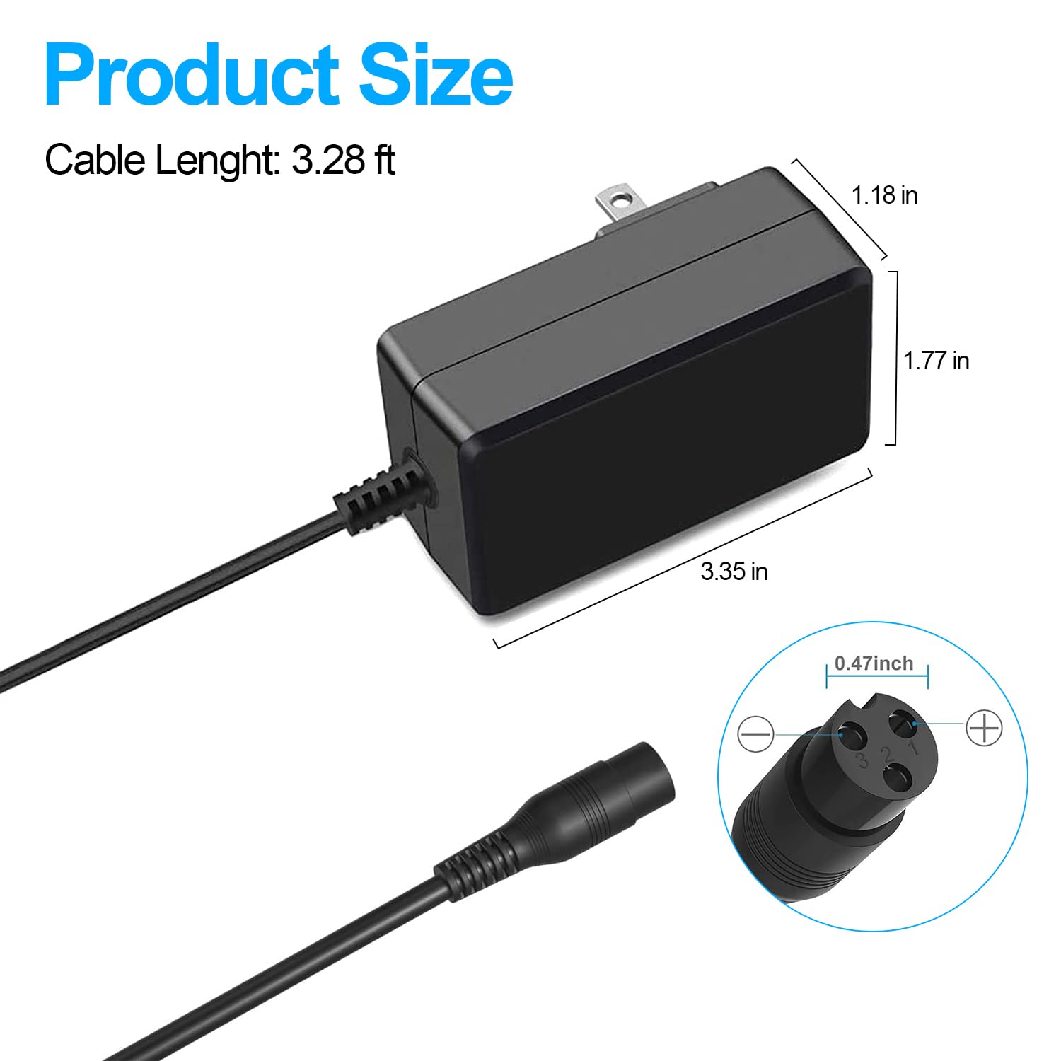 24V 1.5A Electric Scooter Charger for Razor Dirt Bike E200 E300 PR200 E100 MX350 Dirt Quad Pocket Mod Sports Mod Scooter Female 3-pin Inline Battery Adapter Power Charger Cord