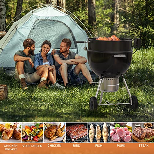 only fire Universal High-Temp Resistance Black Coated Steel Charcoal Kettle Rotisserie Ring Kit for Weber 2290 and Other Models