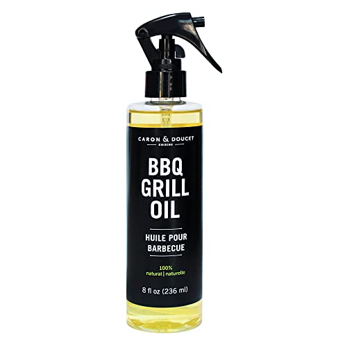 CARON & DOUCET - BBQ Grill Cleaner Oil | 100% Plant-Based & Vegan | Best for Cleaning Barbeque Grills & Grates | Use with Wooden Scrapers, Brushes, Accessories & Tools | Great Gift for Dad! (8oz)