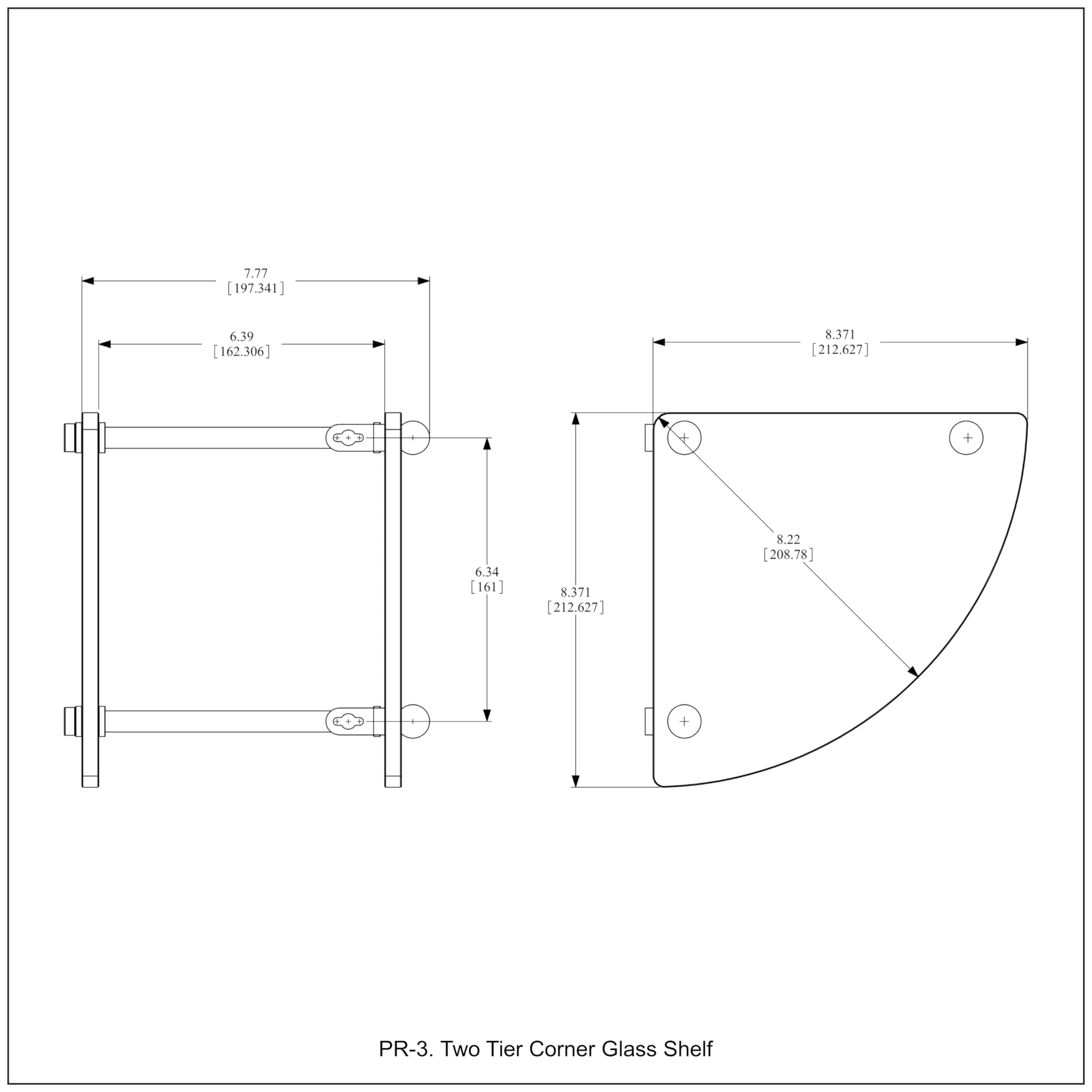 Allied Brass PR-3 Two Tier Corner Glass Shelf, Satin Brass