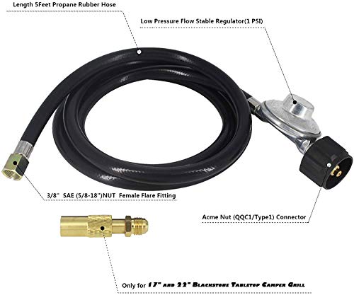METER STAR Low Pressure 3/8' Male Flare Adapter Conversion Fitting for Blackstone Tabletop Grill - 17 Inch and 22 Inch Portable Gas Griddle