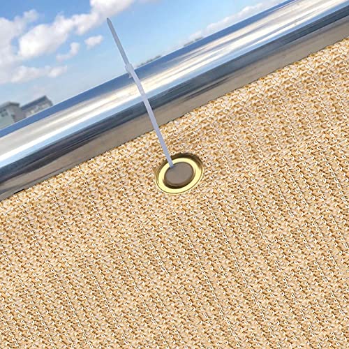 ALBN Balcony Screen Privacy Protection Outdoor Shading Net Windshield UV Protection HDPE Tear Resistant with Rope & Cable Ties, Height 1.1m/1.4m (Color : Beige, Size : 110x400cm)