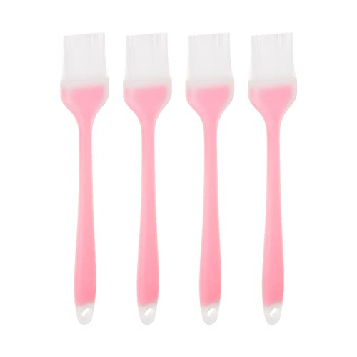 HARFINGTON 4pcs Silicone Pastry Brush, 1.38"x8.27" Heat-Resistant Basting Oil Butter Sauce Tool for Barbecue Cooking Baking, Pink